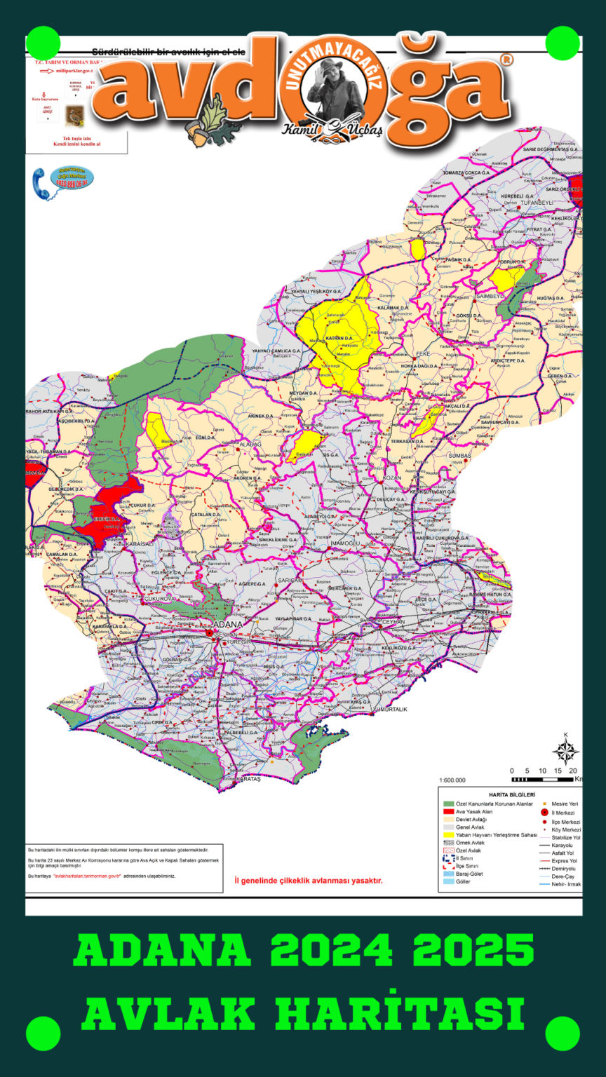 ADANA Avlak Haritaları 2024 2025 Av Dönemi İl İl Avlak Haritaları Tarım ...