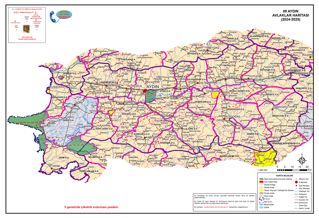 AYDIN Avlak Haritaları 2024 2025 Av Dönemi İl İl Avlak Haritaları Tarım ...